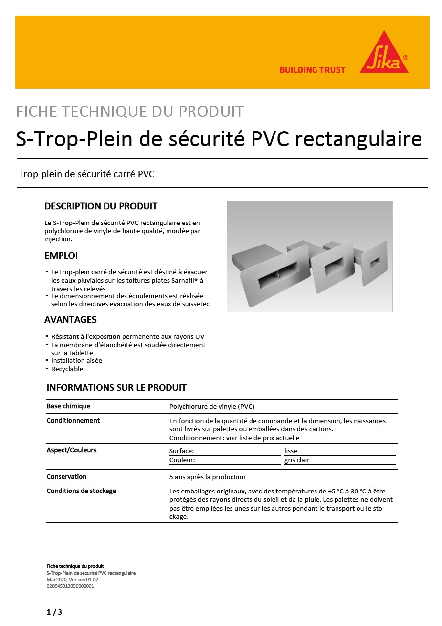 Fiches techniques des produits