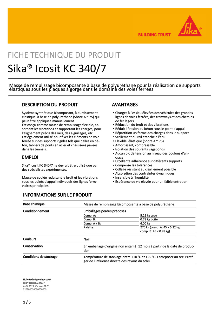 Fiches techniques des produits